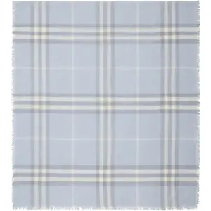 Burberry Giant Check Lightweight Wool Scarf Mist Blue