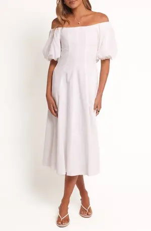 White Off The Shoulder Day Dresses