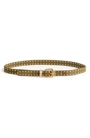 Madewell Flat Studded Western Suede Belt - Aged Olive