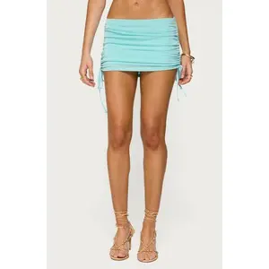 EDIKTED Caspia Drawstring Mini Skirt - Turquoise