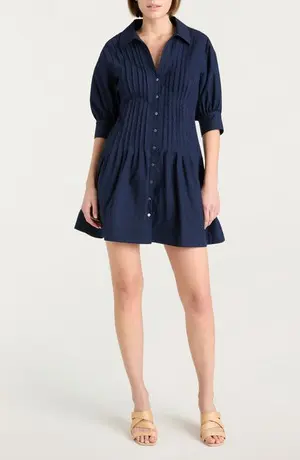 Cinq À Sept Monty Pleated Mini Dress - Navy