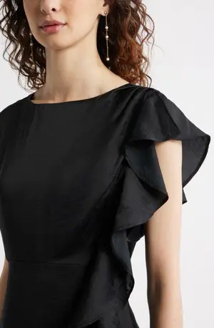 Chelsea28 Asymmetric Ruffle A-Line Dress In Black - 60% Off | Editorialist