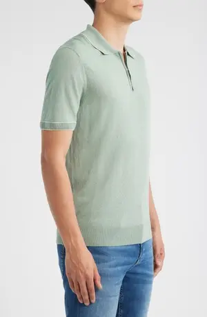BOSS Jiovanotto Quarter Zip Polo - Open Green