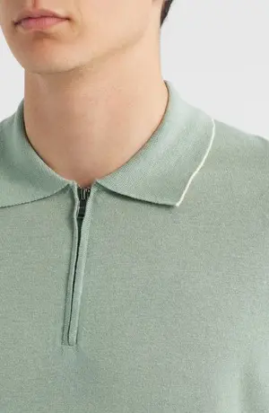BOSS Jiovanotto Quarter Zip Polo - Open Green