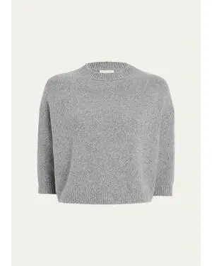 Khaite Sabina Cashmere Elbow-Sleeve Sweater Fog