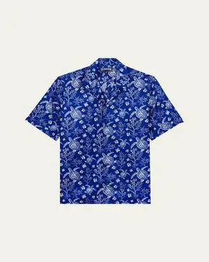 Vilebrequin Silk X-ray Turtles Bowling Shirt - Blupat