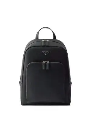 Prada Saffiano Leather Textured Backpack - Black
