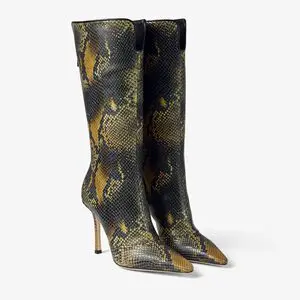 JIMMY CHOO Python-printed Leather Knee-high Boots - Multi