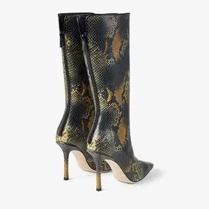 JIMMY CHOO Python-printed Leather Knee-high Boots - Multi
