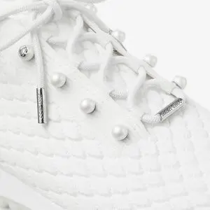 JIMMY CHOO Veles Textured Knit Trainers - White