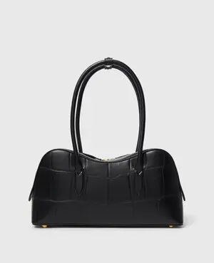 Stella McCartney Ryder Crocodile-embossed Shoulder Bag - Black