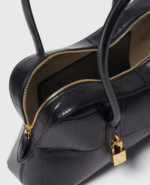 Stella McCartney Ryder Crocodile-embossed Shoulder Bag - Black