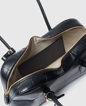 Stella McCartney Ryder Crocodile-embossed Shoulder Bag - Black