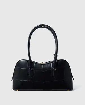 Stella McCartney Ryder Crocodile-embossed Shoulder Bag - Black