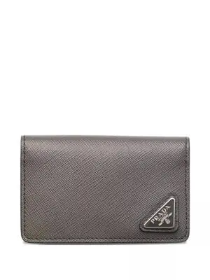 Prada Saffiano Leather Card Holder - Grey