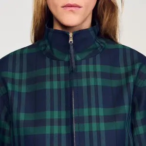 Sandro Checked Cropped Jacket - Green / Blue