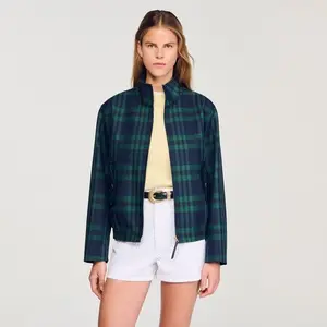 Sandro Checked Cropped Jacket - Green / Blue