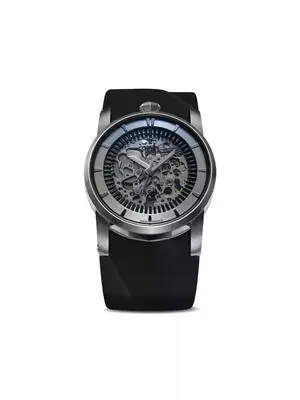 FOB PARIS Skeleton 41mm Strap Watch - Silver