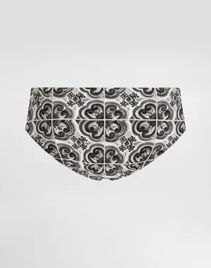 Dolce & Gabbana Majolica-print High Swim Briefs - Multicolor