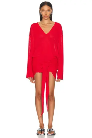 Attico Mini Wrap Dress - Red