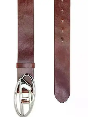 DIESEL® Leather Belt With Logo Buckle - Brown