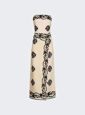 Johanna Ortiz Ancient Strapless Linen Midi Dress - Multi