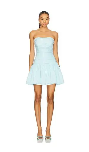 Line & Dot Suree Gingham Ruched Bodice Strapless Mini Dress
