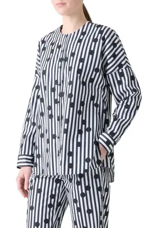 Akris Polka Dot Stripe Cotton Tunic