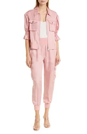 Cinq À Sept Giles Cupro Crop Cargo Joggers - Blush