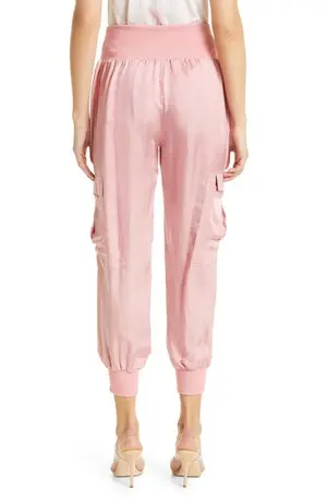 Cinq À Sept Giles Cupro Crop Cargo Joggers - Blush