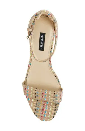 Nine West Ankle Strap Sandal - Light Natural Multi