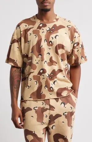 ELWOOD Core Oversize Crop Cotton T-shirt Desert Camo