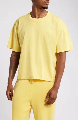ELWOOD Core Oversize Crop Cotton T-shirt - Vintage Yellow