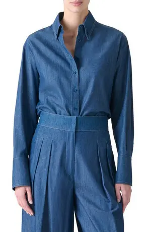 Akris Oversize Denim Button-down Shirt