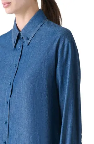 Akris Oversize Denim Button-down Shirt