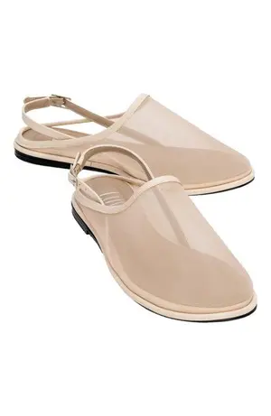 PROLOGUE SHOES Shen Mesh Sandals - Beige Faux Leather