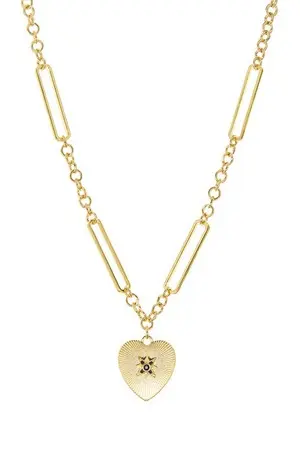 MARLYN SCHIFF Etched Heart Pendant Necklace - Gold Montana