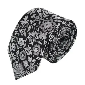 Trafalgar Floral And Vine Necktie Black And Silver