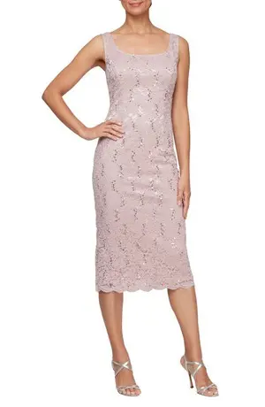 SL FASHIONS Lace Dress And Jacket Set - Blush