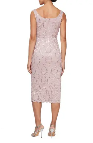 SL FASHIONS Lace Dress And Jacket Set - Blush