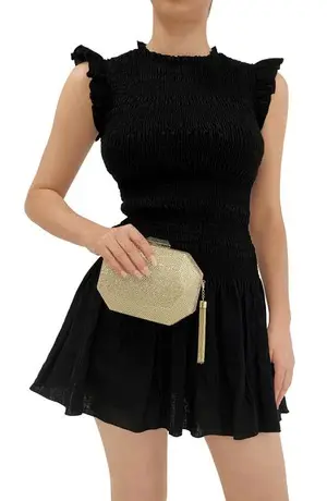 OLGA BERG Hotfix Tassel Structured Clutch - Gold