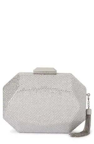 OLGA BERG Hotfix Tassel Structured Clutch - Silver