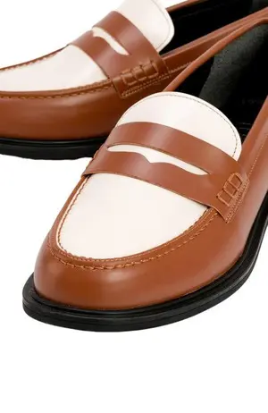 PROLOGUE SHOES Choos Loafers - Cognac Brown Faux Leather