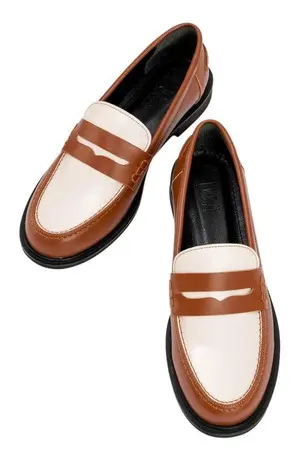 PROLOGUE SHOES Choos Loafers - Cognac Brown Faux Leather