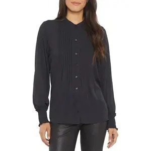 NYDJ Pleated Peasant Blouse - Black