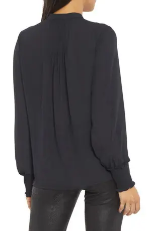 NYDJ Pleated Peasant Blouse - Black