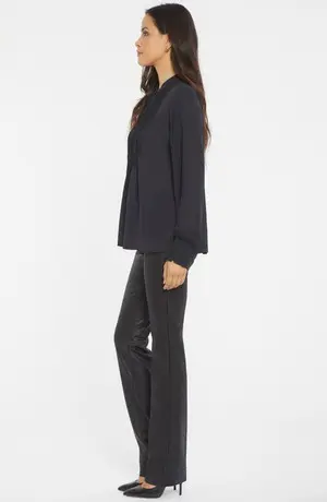 NYDJ Pleated Peasant Blouse - Black
