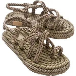PROLOGUE SHOES Flat Sandals - Dark Beige Faux Leather
