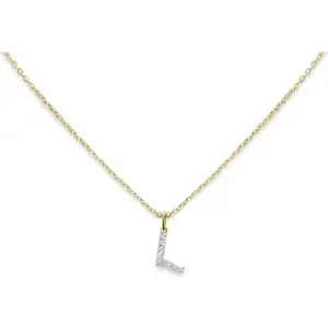 Monica Vinader Diamond Initial Pendant - L - 14k Yg