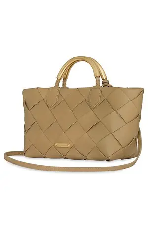 Rebecca Minkoff Mini Frankie Woven Leather Tote - Sesame